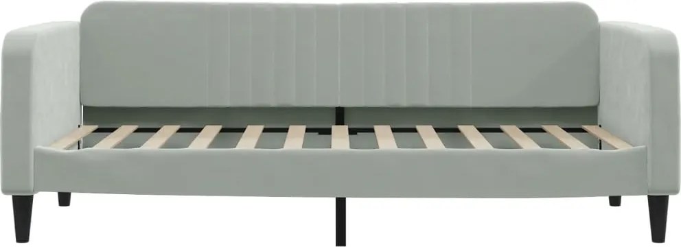 Válenda s matrací světle šedá 90 x 200 cm samet 3197039
