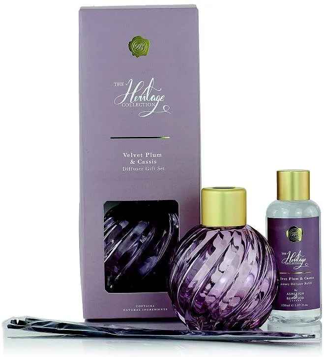 Aroma difuzér ashleigh & burwood dárková sada skleněný mauve s náplní velvet plum & cassis 150 ml