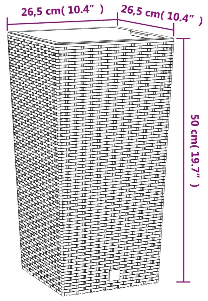 Truhlík s odnímatelnou vložkou antracit 11 / 26,5 l PP ratan