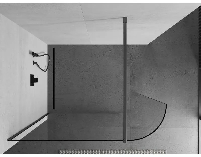 Mexen Kioto, sprchová zástěna Walk-In 100 x 200 cm, 8mm čiré sklo, grafitový profil, 800-100-101-95-06