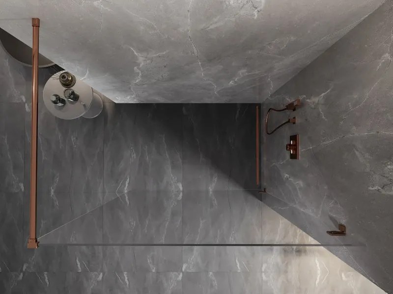 Mexen Lunar sprchová stěna pravá 50 x 200 cm, 8mm čiré sklo, růžové zlato, 830-050-000-60-00-P