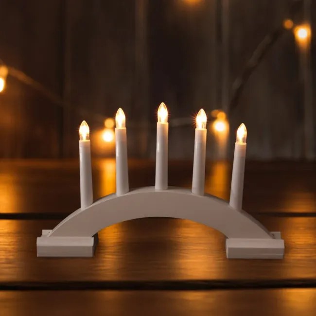Svícen LED bílý 32x20 cm