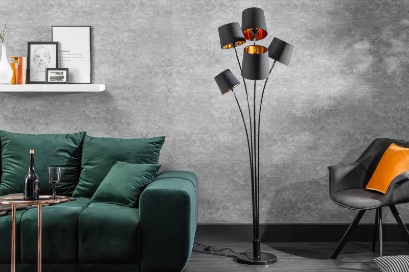 Stojanová lampa Shadow 178 cm černá - zlatá