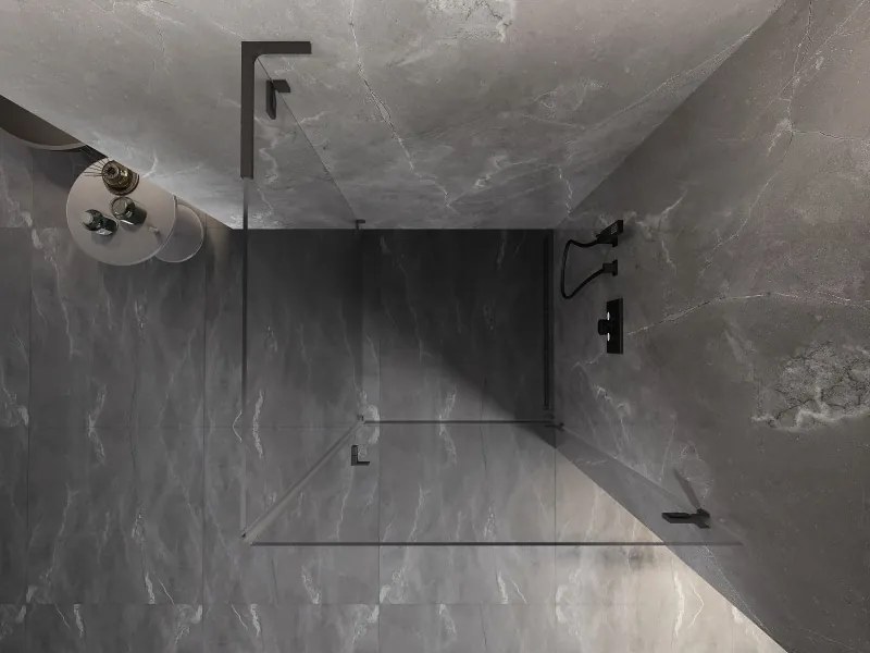 Mexen Lunar-B L výklopný sprchový kout pravý 100 x 100 cm, čiré sklo, grafitová, 832L-100-100-95-00-P