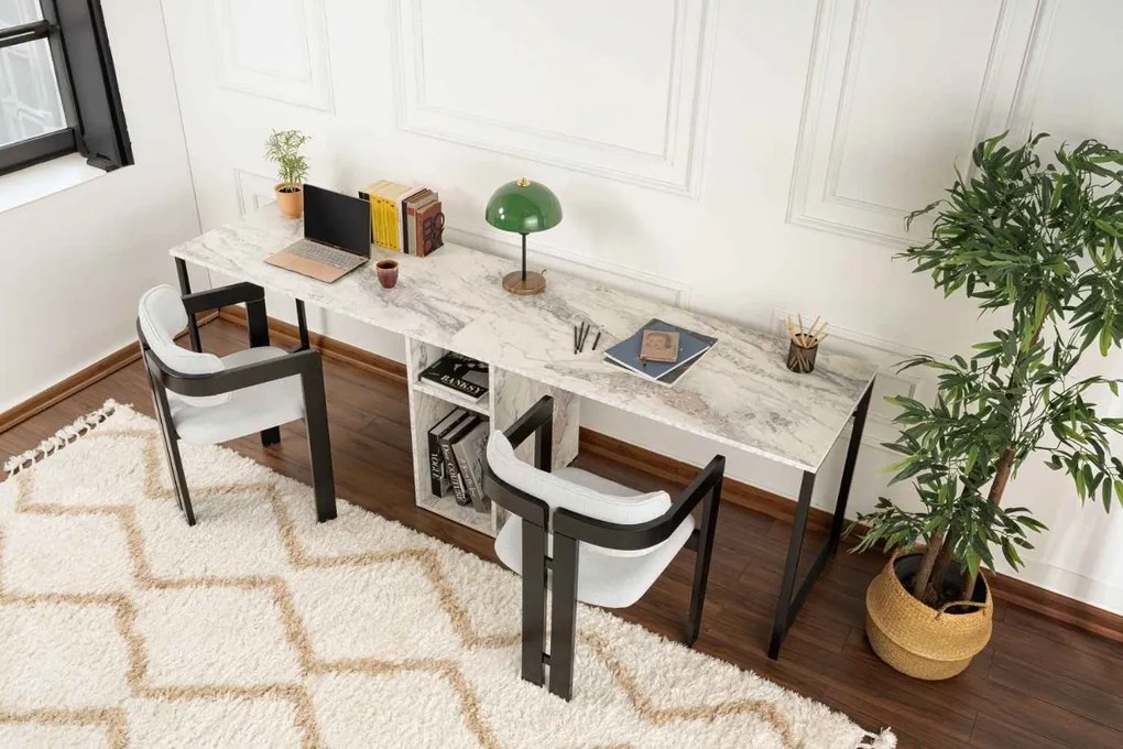Designový psací stůl Geillis 240 cm vzor mramor frézie