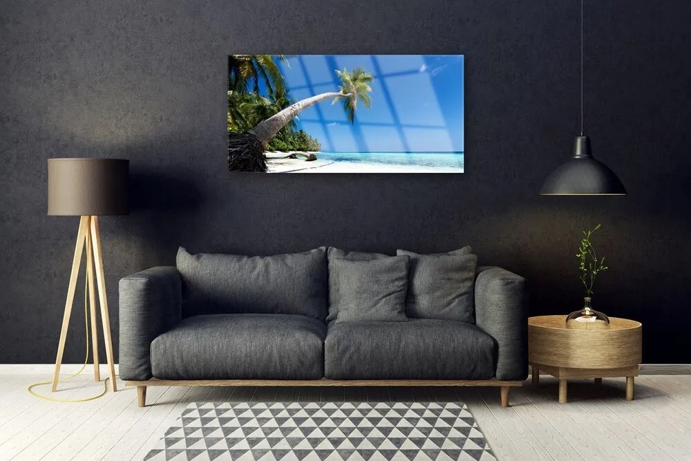 Obraz na skle Pláž Palma Moře Krajina 120x60 cm