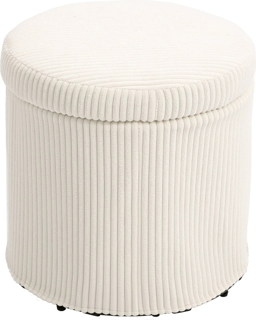 HOMCOM Kulatý úložný ottoman s víkem, čalouněný měkkým sametem, odnímatelné víko pro chodbu, ložnici nebo obývací pokoj Ø40x41 cm Beige | Aosom