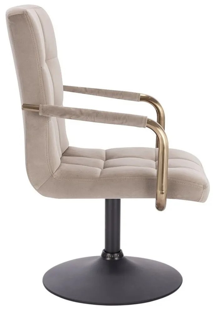 LuxuryForm DESIGN Otočná židle VERONA GOLD VELUR na černém talíři - latte