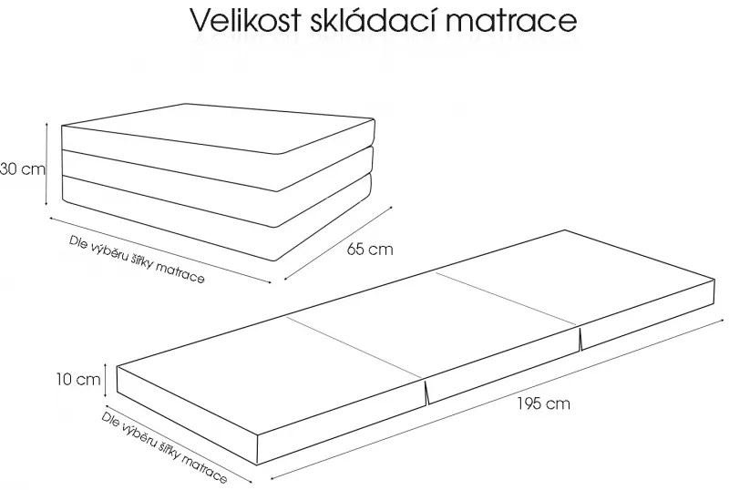 Skládací matrace pro hosty modrá 10 cm