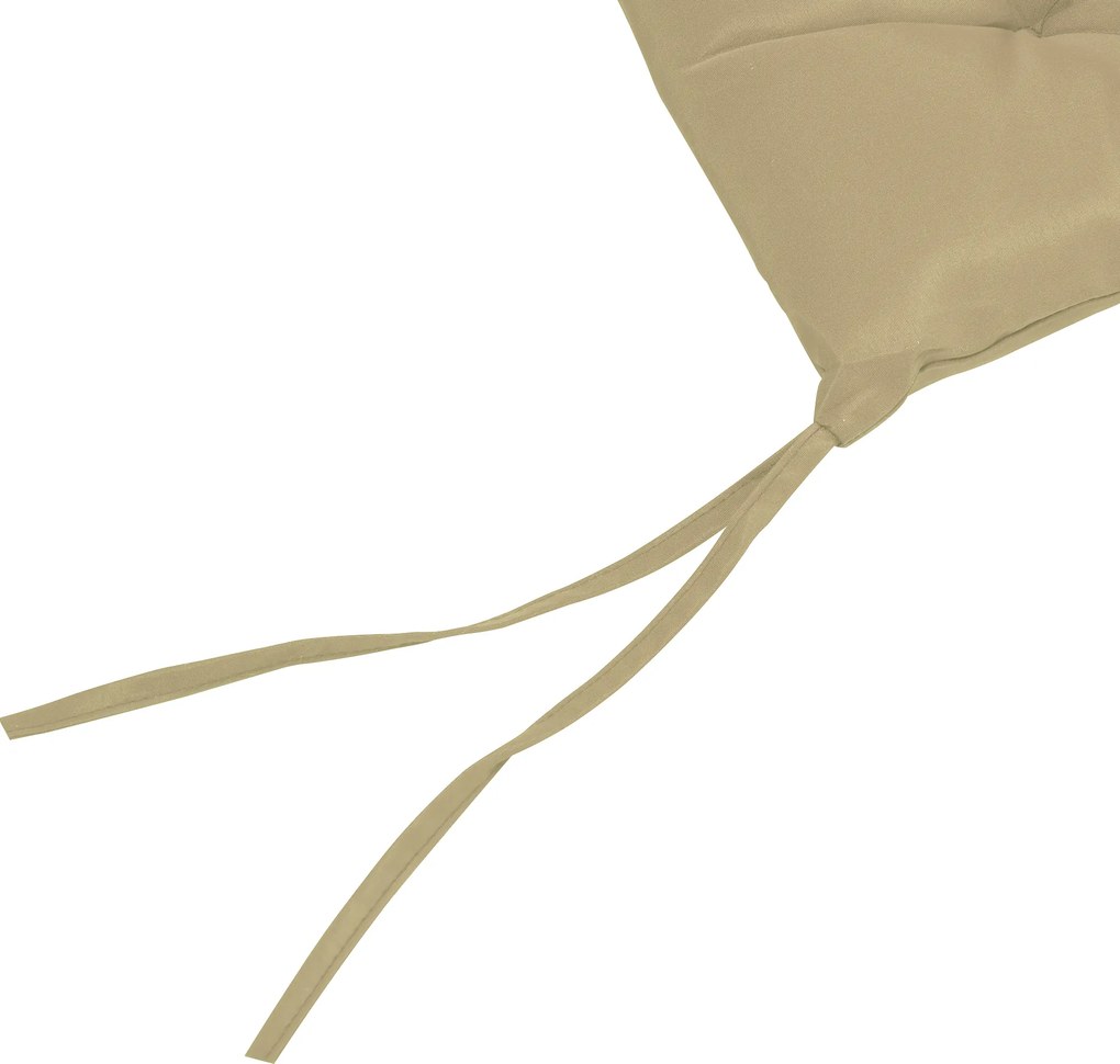 sada 2 polštářů na sezení, 98 x 50 cm Polštář na židli s poutky, potah z tkaniny, tloušťka 8 cm, barva khaki