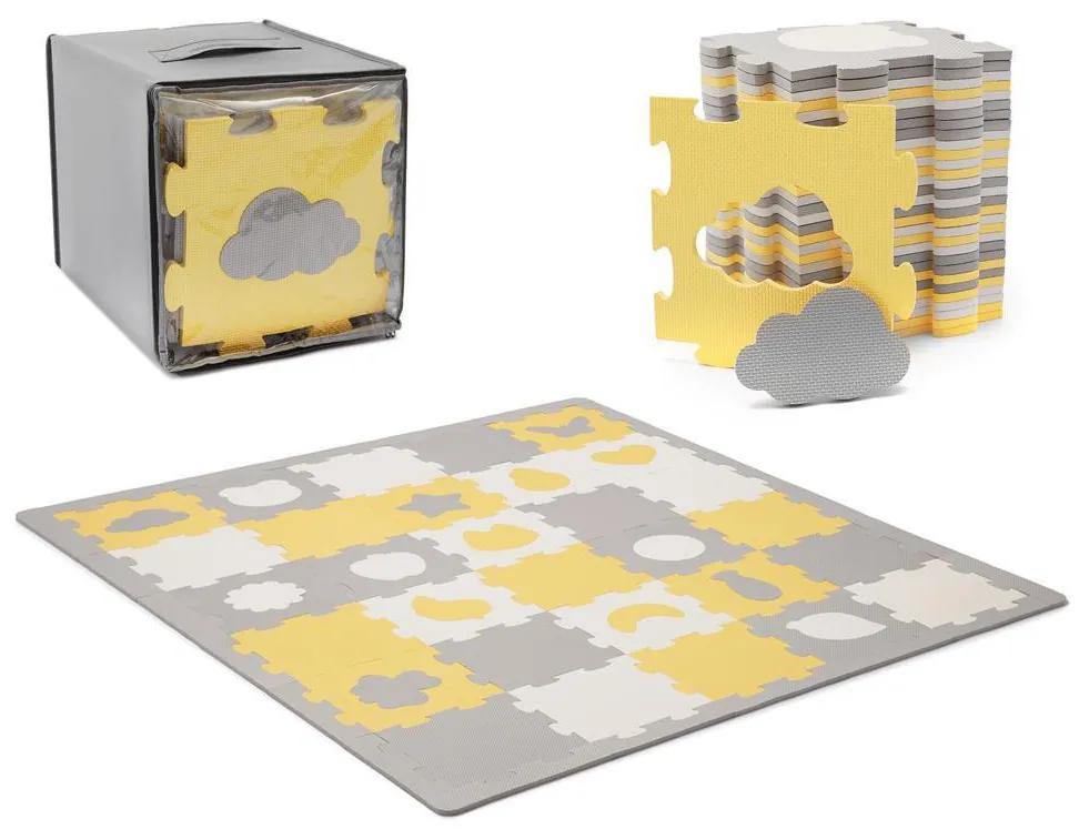 Kinderkraft Podložka pěnová puzzle Luno Shapes SELECT 185 x 165 cm Yellow, 30 ks, Premium