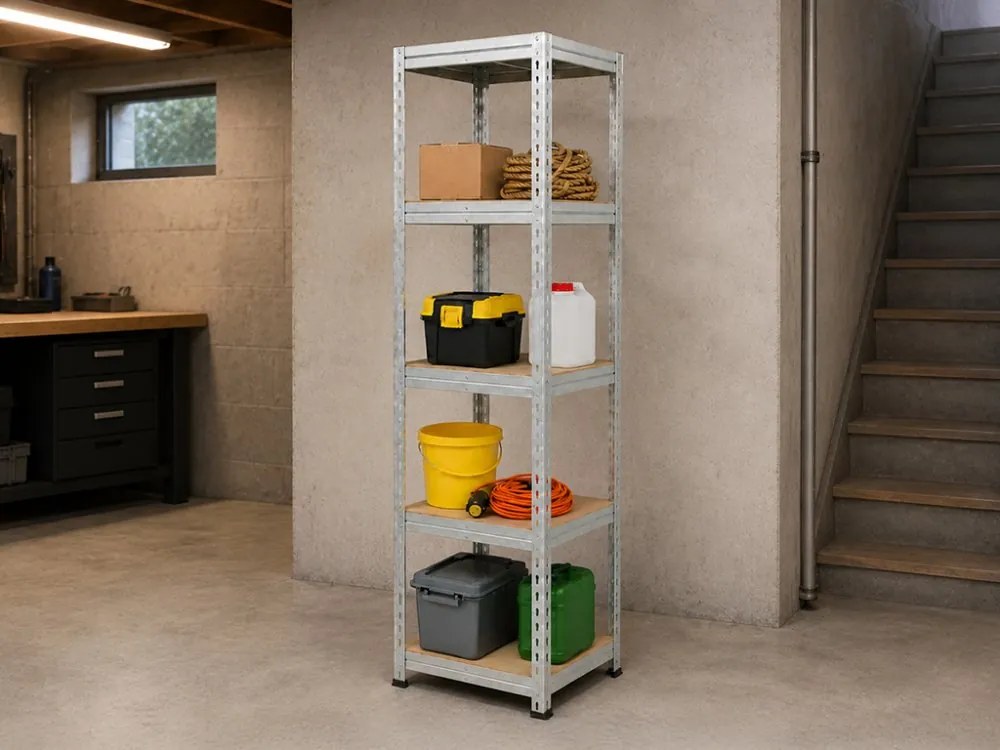 Regál 183x40x40 cm zinkovaný 5-policový, nosnost 1000 kg, RIVET - 4ks