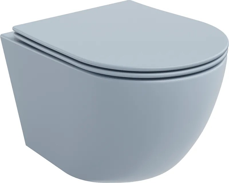 Mexen Lena, závěsná toaletní mísa 480x360x355 mm s pomalu padajícím sedátkem, šedo-modrá matná, 30224069