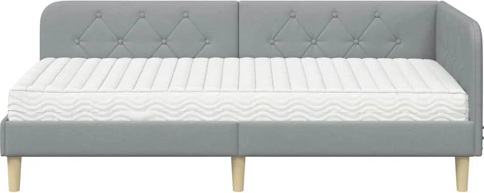 Rohový rám postele Světle šedá 100 x 200 cm textil 3394125