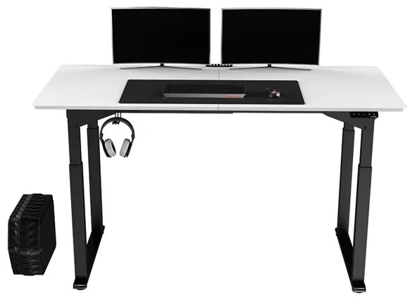 Lama Plus Elektricky výškově nastavitelný stůl UPLIFT — 160 cm, bílá / černá