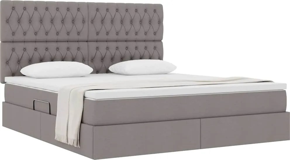 Postel s úložným prostorem a matrací Taupe 160 x 200 cm textil 3371856