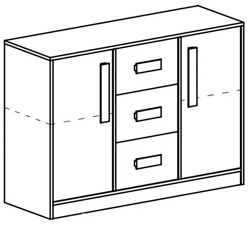 Komoda široká GULLIWER 6 bílá lesk/fialová