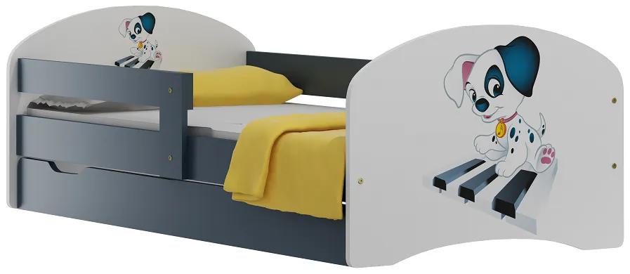 Dětská postel s motivem DALMATIN Rozměr: 160x80, Matrace: bez matrace, Barevná kombinace: DUB CANYON / BÍLÁ