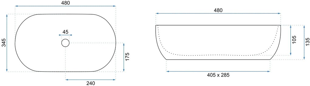 Rea Amelia, umyvadlo na desku 480x345x135 mm, imitace kamene, REA-U8489