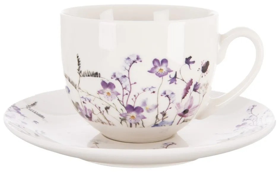 Bílý/fialový porcelánový šálek 280 ml Louka – Orion
