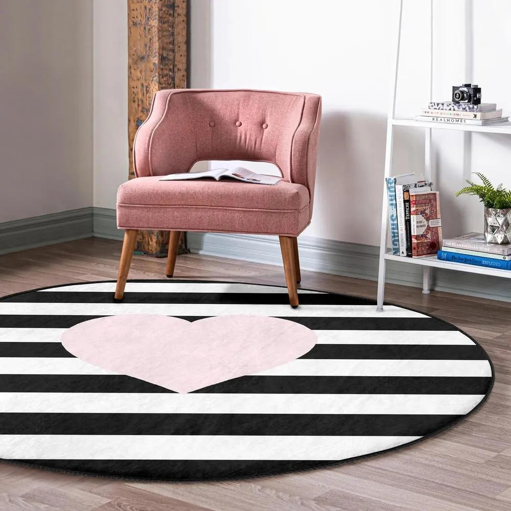 Černo-bílý dětský koberec ø 80 cm Comfort – Mila Home