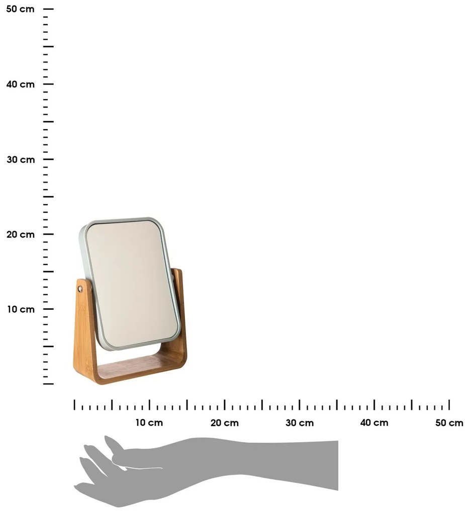 Stolní zrcadlo Natureo, bílá/s dřevěnými prvky
