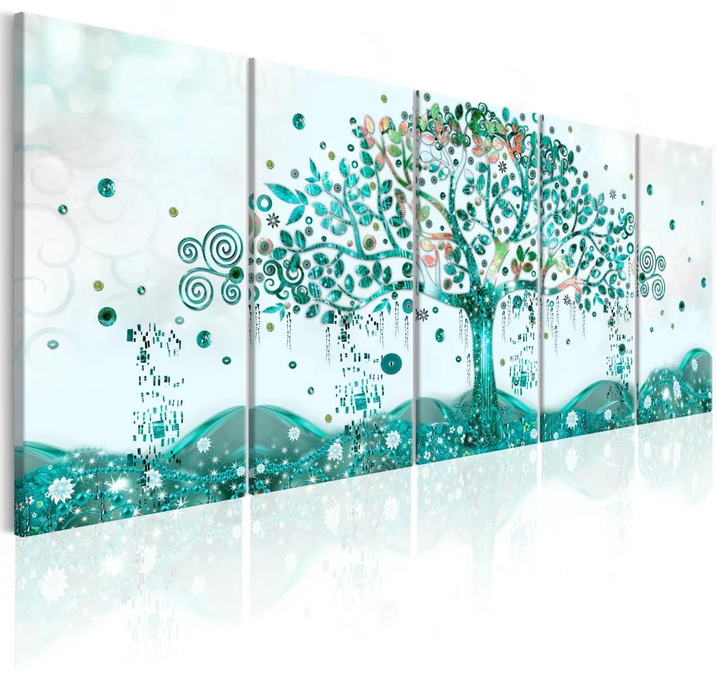 Obraz Strom života tyrkys + háčky a hřebíčky ZDARMA Velikost (šířka x výška): 225x90 cm