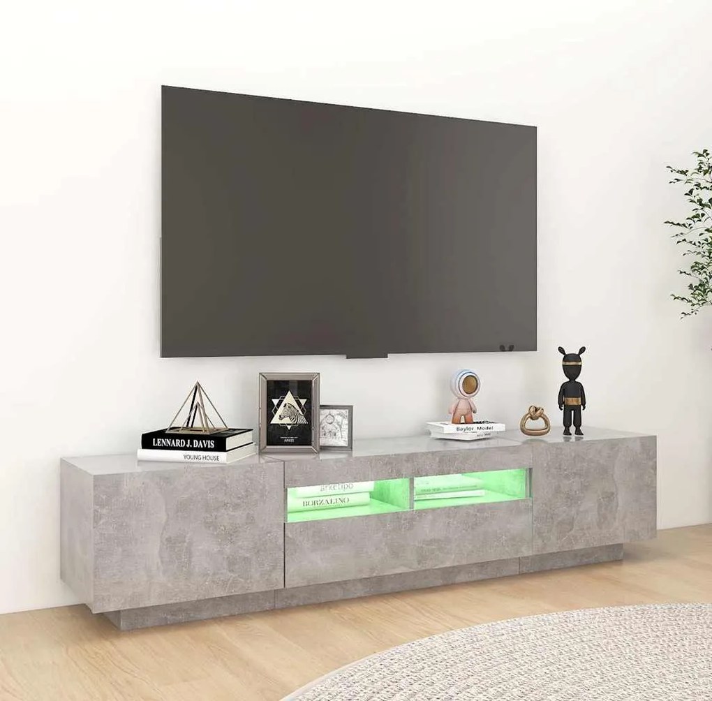 TV skříňka s LED osvětlením betonově šedá 180 x 35 x 40 cm 3081901