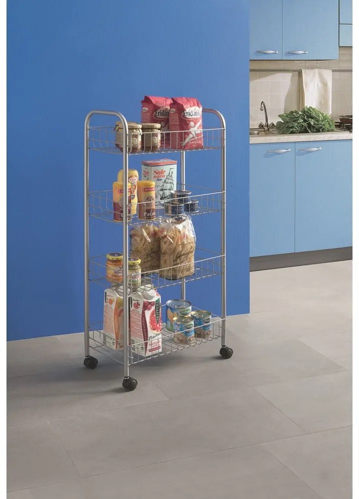 Pojízdný stojan s 4 policemi Metaltex Ascona, výška 86 cm