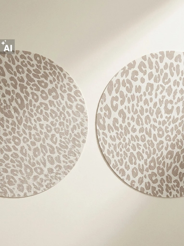 Sinsay - Kulaté prostírání s motivem zvířat 2 pack - béžová