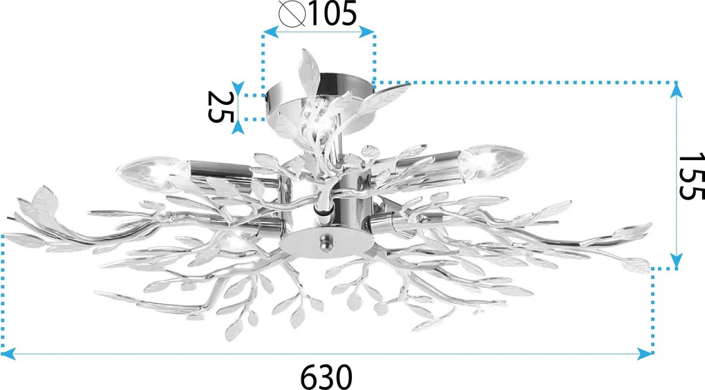 Toolight Rea, Stropní svítidlo EBT021-5C CHROME, OSW-01220