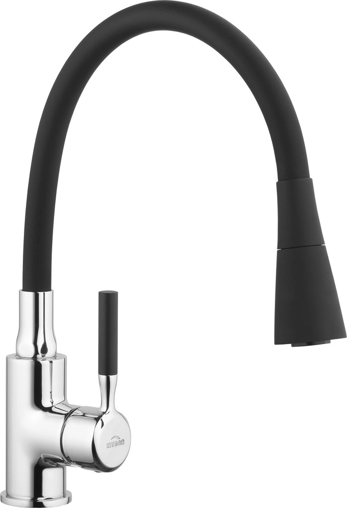 Invena Pogo, vysoká dřezová baterie 2-funkční, černá-chrom, INV-BZ-80-L04-L
