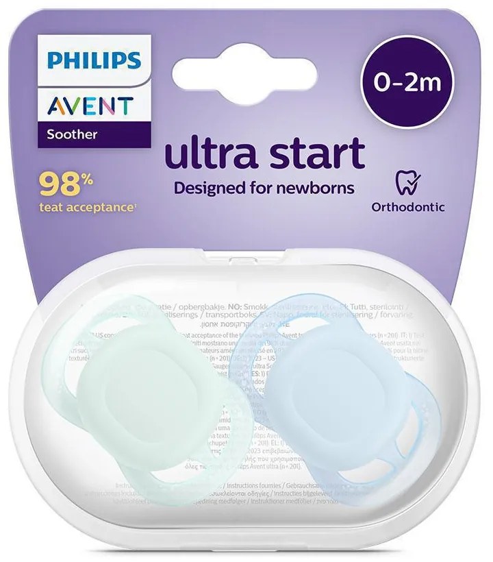 PHILIPS AVENT Šidítko Ultrastart neutral 0-2m 2 ks Philips Avent Dívka
