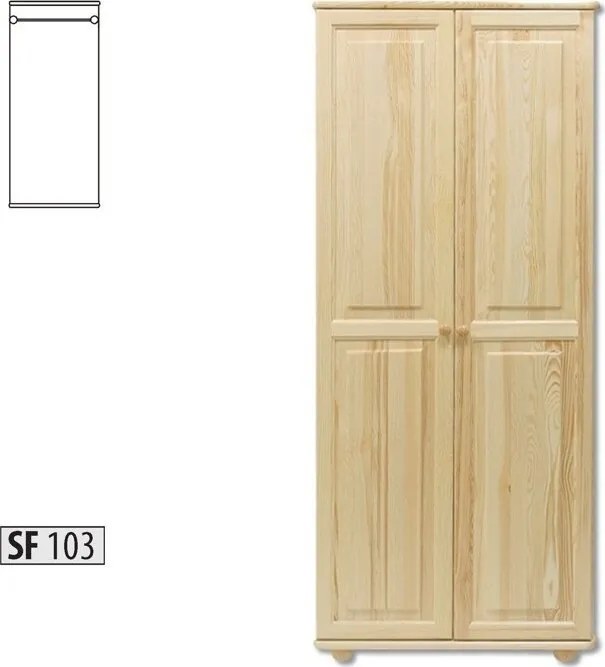 Casarredo - Komfort nábytek Šatní skříň FS-103, 2-dvéřová | barva: bez moření borovice