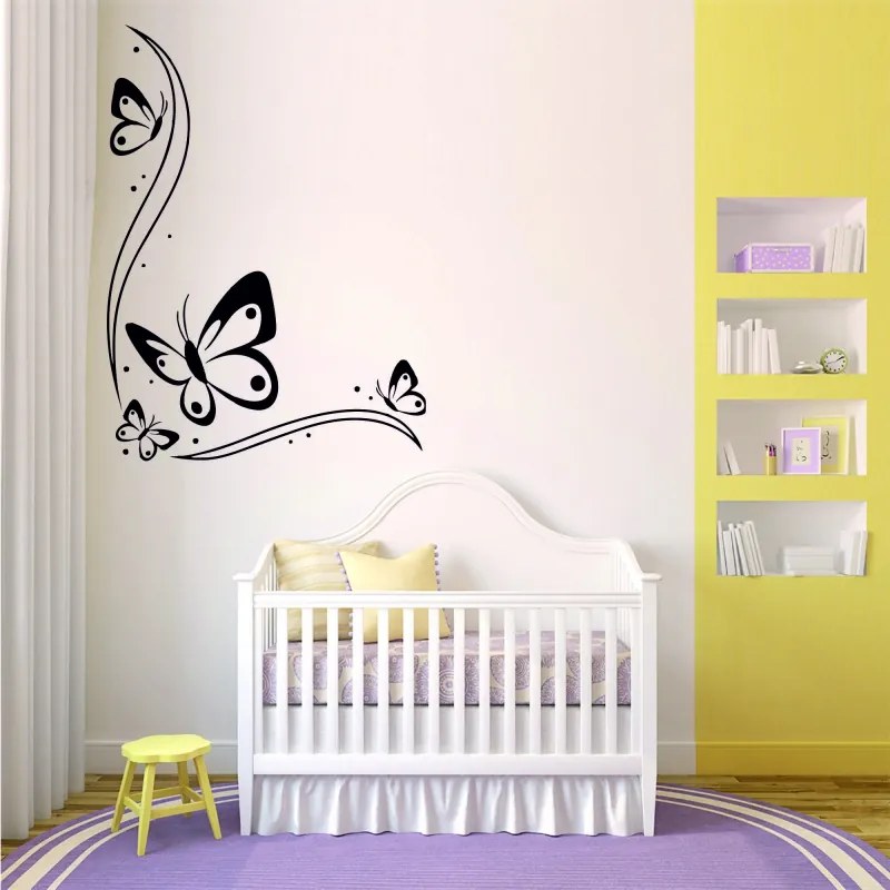 Samolepka na zeď -  Motýl ornament (44x60 cm) - PopyDesign