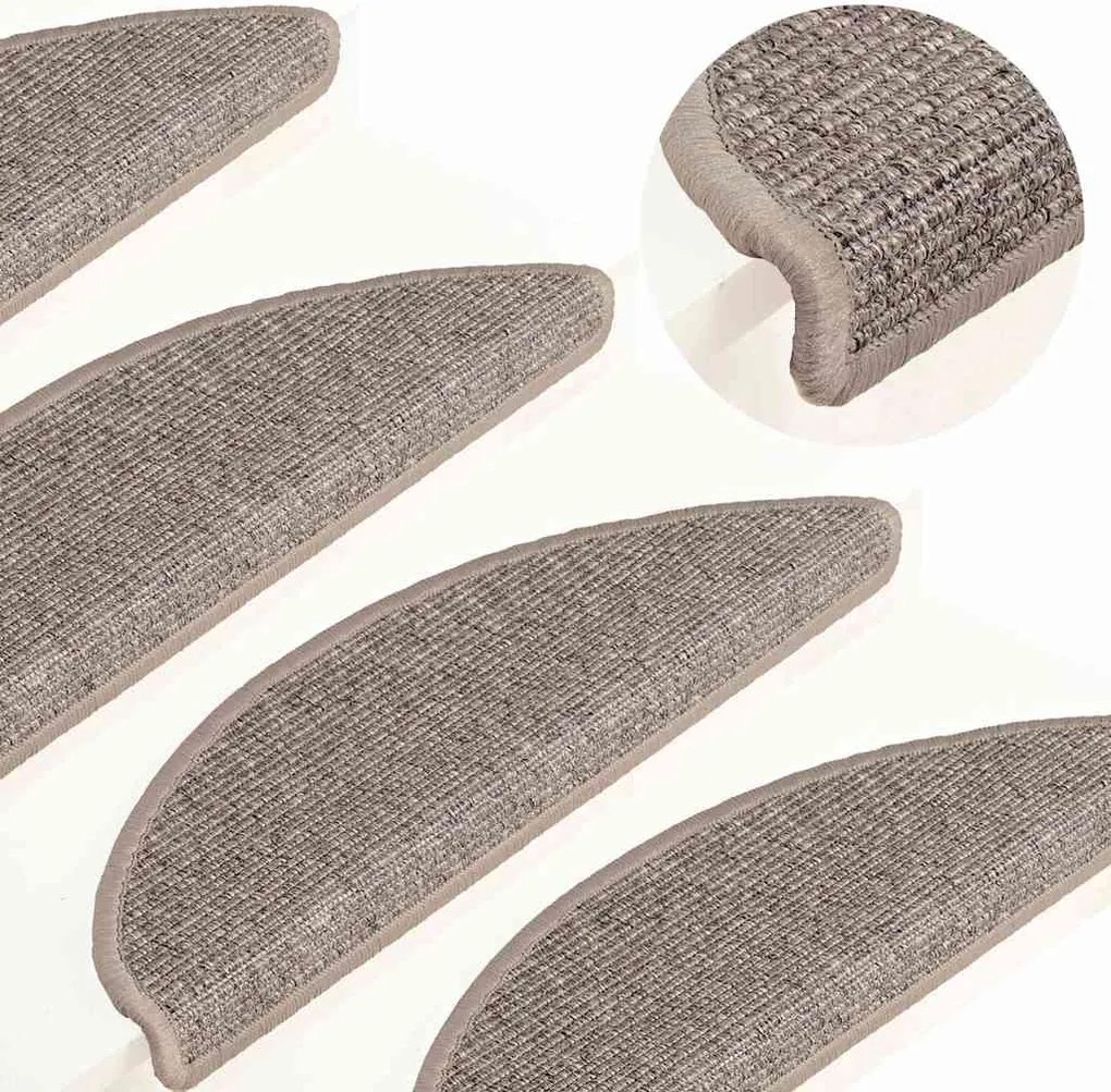 Schodové rohože 15 ks 56 x 17 x 3 cm tmavě béžové, půlkulaté 326896