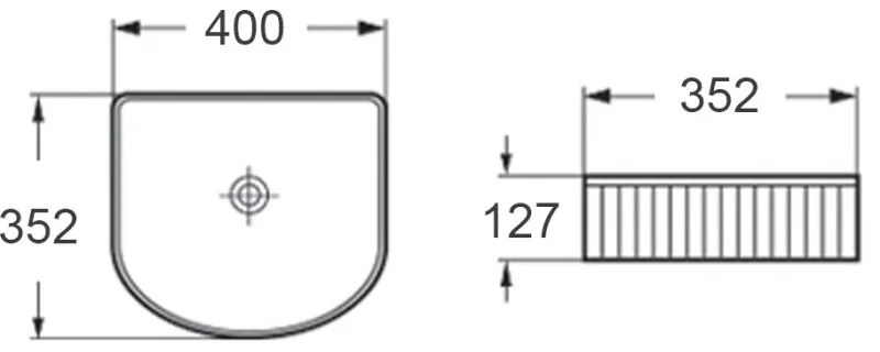 Mexen Grovo, rýhované umyvadlo na desku 40 × 35 cm, bílá, 22304000