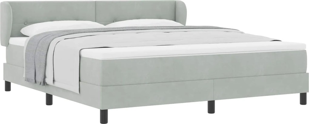 Postel s boxspringem s čelo Světle šedá 180 x 200 cm samet 3340400