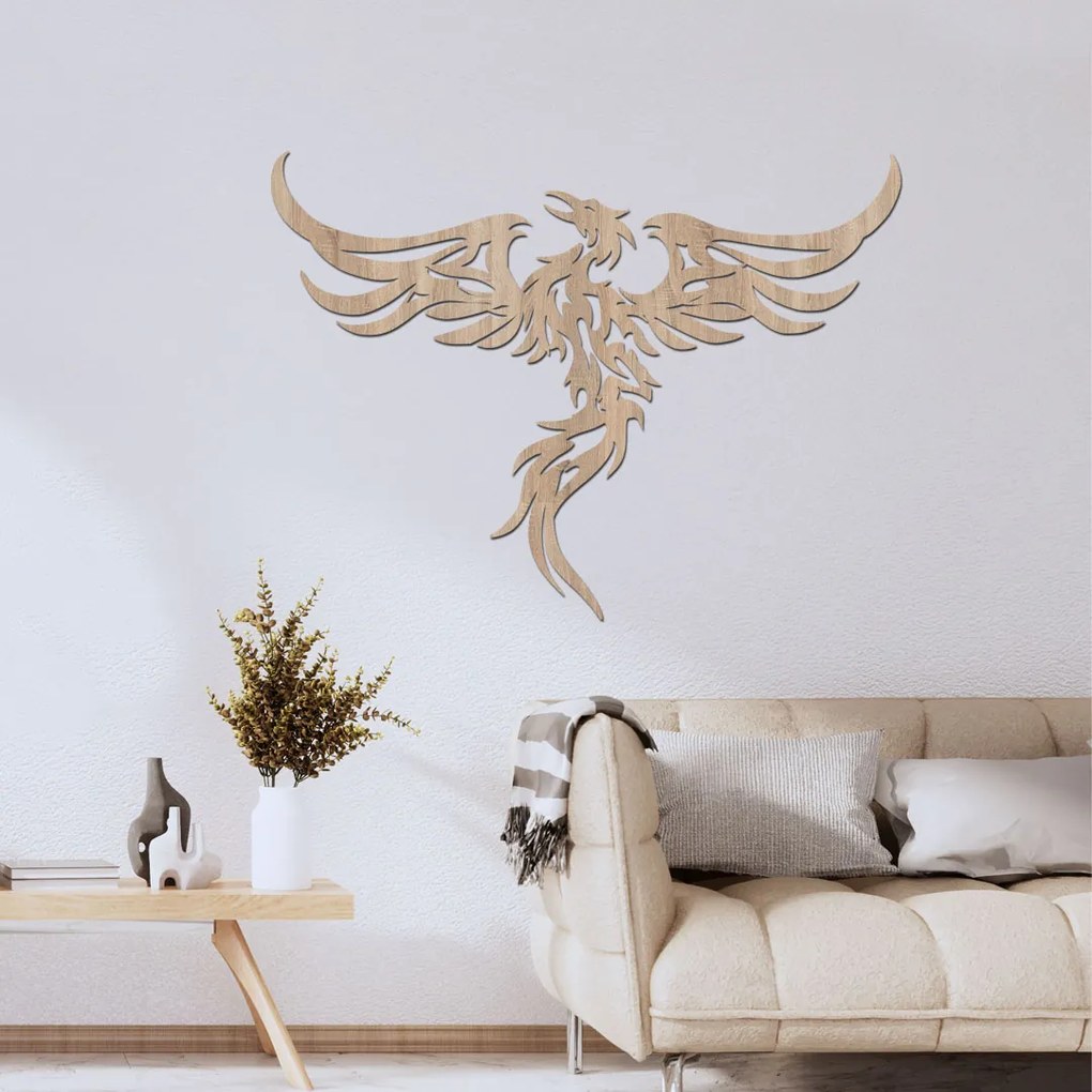 dřevo života Dřevěná dekorace Létající Fénix Zvolte rozměr (cm): 95x71, Zvolte barvu dekoru: Třešeň