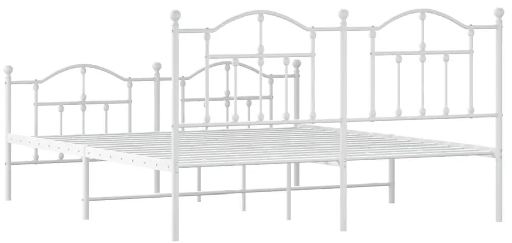 Kovový rám postele s hlavovým a nožním čelem bílý 183 x 213 cm,  353511