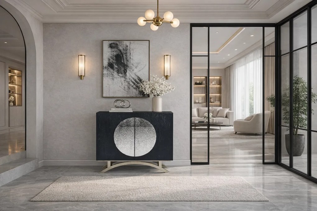 Komoda Stilig ST832 100 cm černá/stříbrná
