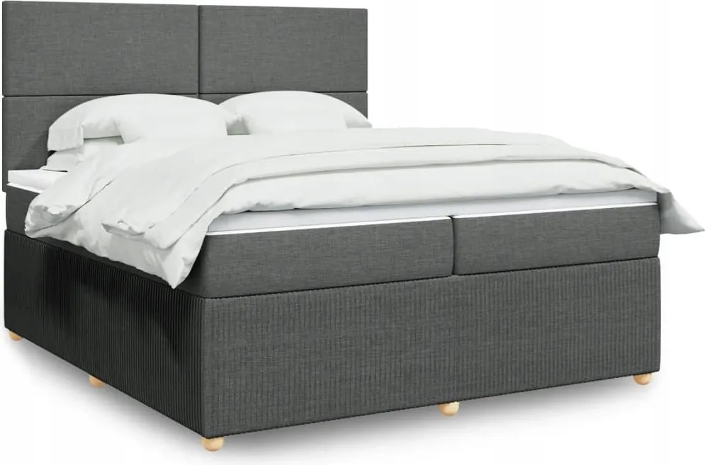 Box Spring Postel S Matrací Textil Tmavě Šedá Hladký design 200 x 200 cm