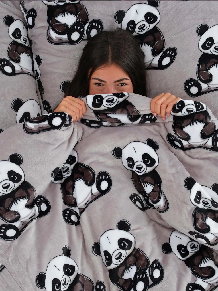 MK Lůžkoviny Francouzské mikroplyšové povlečení Exclusive - Panda 220 × 200 cm, 2ks 70 x 90 cm