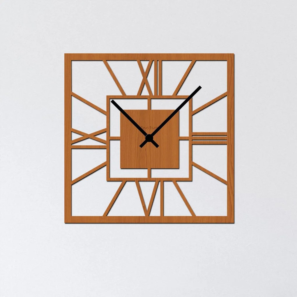 dřevo života Nástěnné hodiny SQUARE Barevný vzor: Ořech, Velikost hodin: 40x40