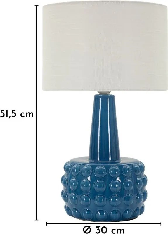 Bílá/modrá keramická stolní lampa s textilním stínidlem (výška 51,5 cm) Gress – Mauro Ferretti
