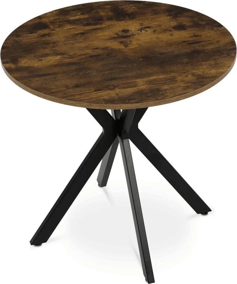 Kulatý jídelní stůl 80x80cm HT-F4108 OLW, mdf, old wood