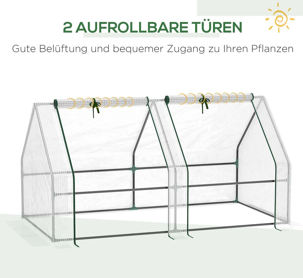 Outsunny mini skleník fóliový skleník 180x90x90cm se 2 rolovacími okny z PE fólie pro zahradní balkon | Aosom.de