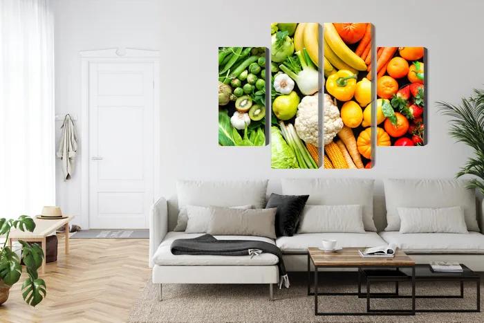 Vícedílný obraz Ovoce A Zelenina V Barvách Duhy Nedostatek Nedostatek Přírodní plátno 160x120