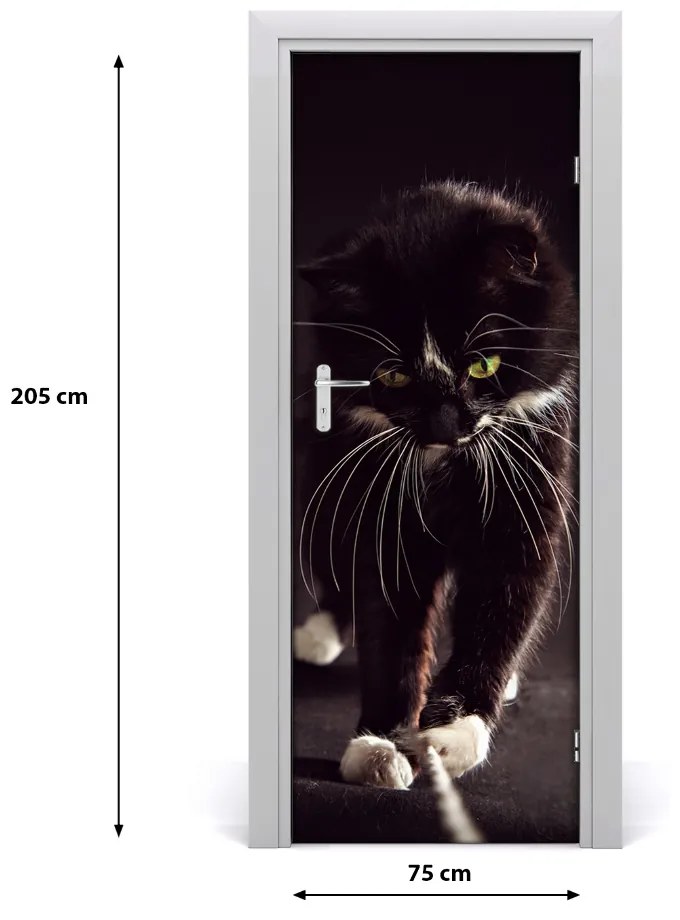 Samolepící fototapeta na dveře Černá kočka 75x205 cm