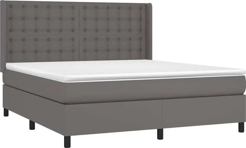 Box spring postel s matrací šedá 160x200 cm umělá kůže 3132511